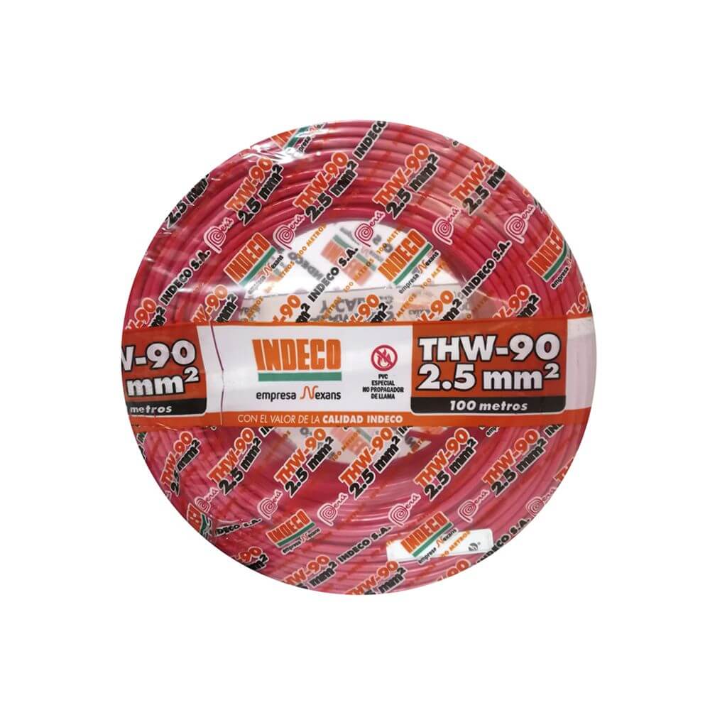 Cable THW 2.5mm2, 750V aislamiento PVC rojo, clase 2, x rollo - TCS Energy